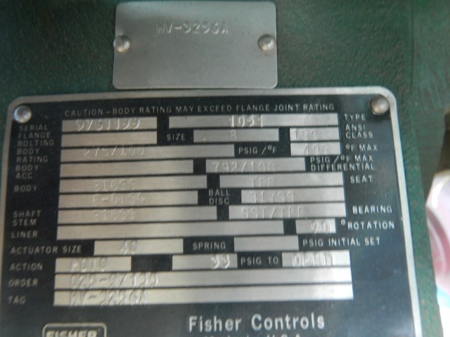 Fisher 8" 150 Class, 316 Stainless E-Disc Control Valve, Transamerican ...