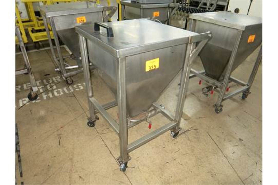18"L x 18"W x 28" Stainless Hopper, 2"dia discharge, Transamerican ...