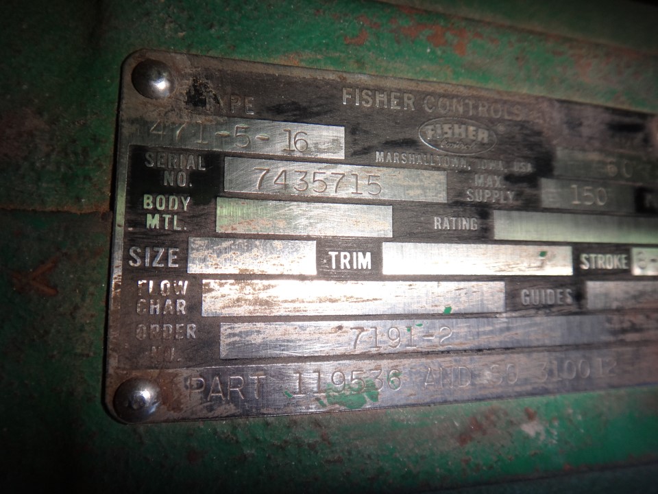 Fisher 4" 600 Class, Mod 471/5/16 Control Valve, Transamerican ...