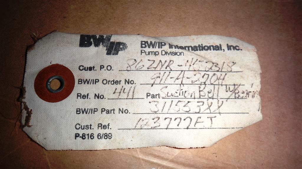 BW/IP pump suction bell w/bearing, Transamerican Equipment Company