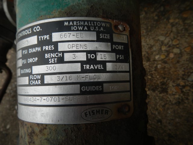 Fisher 1" 300 Class 316 Stainless Steel Control Valve, Transamerican ...
