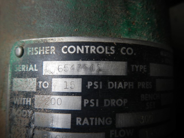 Fisher 1" 300 Class 316 Stainless Steel Control Valve, Transamerican ...