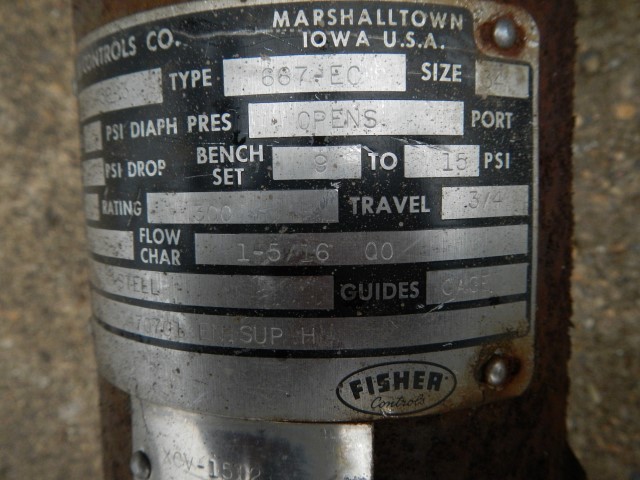 Fisher 1" 300 Class 316 Stainless Steel Control Valve, Transamerican ...