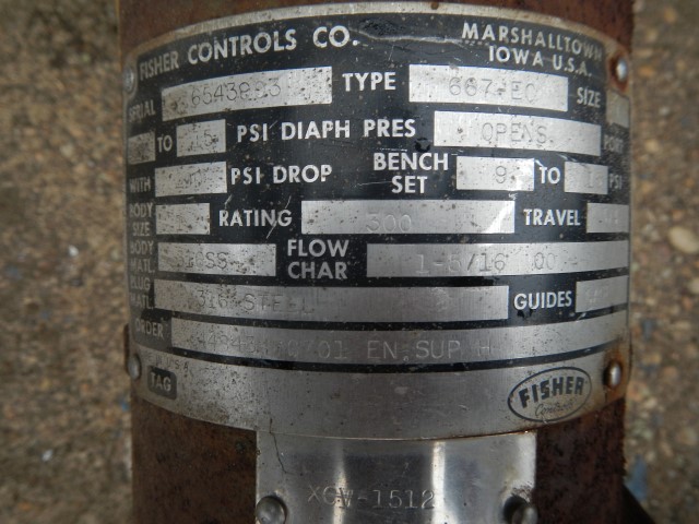 Fisher 1" 300 Class 316 Stainless Steel Control Valve, Transamerican ...