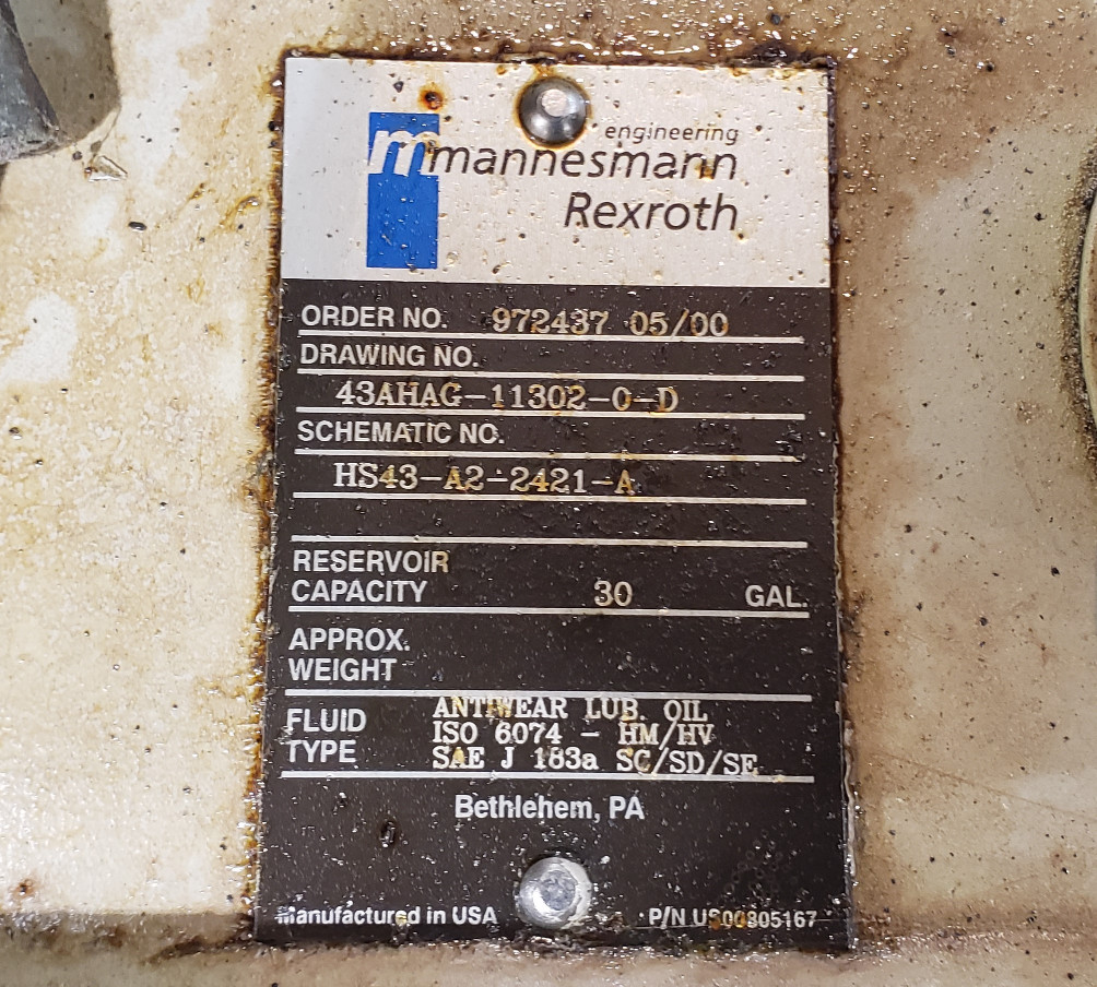 Rexroth 30 Gallon 15 Hp Hydrualic Unit With Control Pannel ...