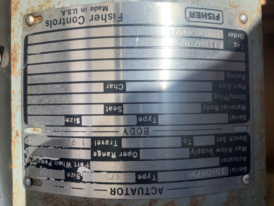 Fisher / Yarway 4" 900 Class, SA 105 Butt Weld Control Valve ...