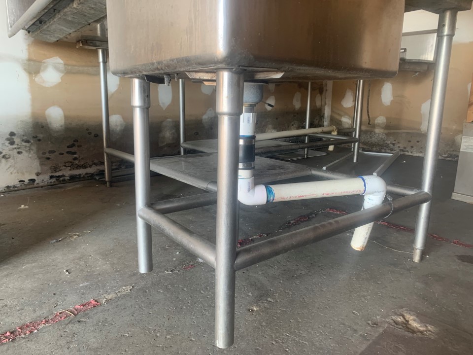 Stainless Steel L Shaped Sink 126"x82"x53.5", Transamerican Equipment ...