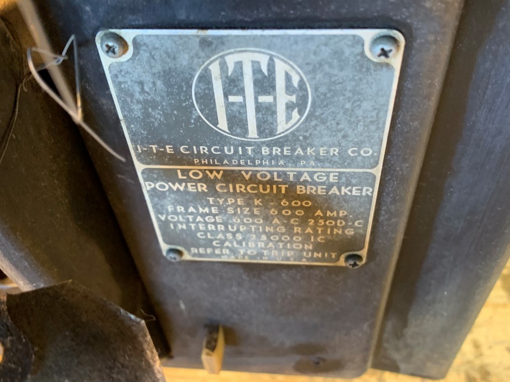 ITE K-600 Air Circuit Breaker 600A 600V MO/DO 400A Trip, Transamerican ...