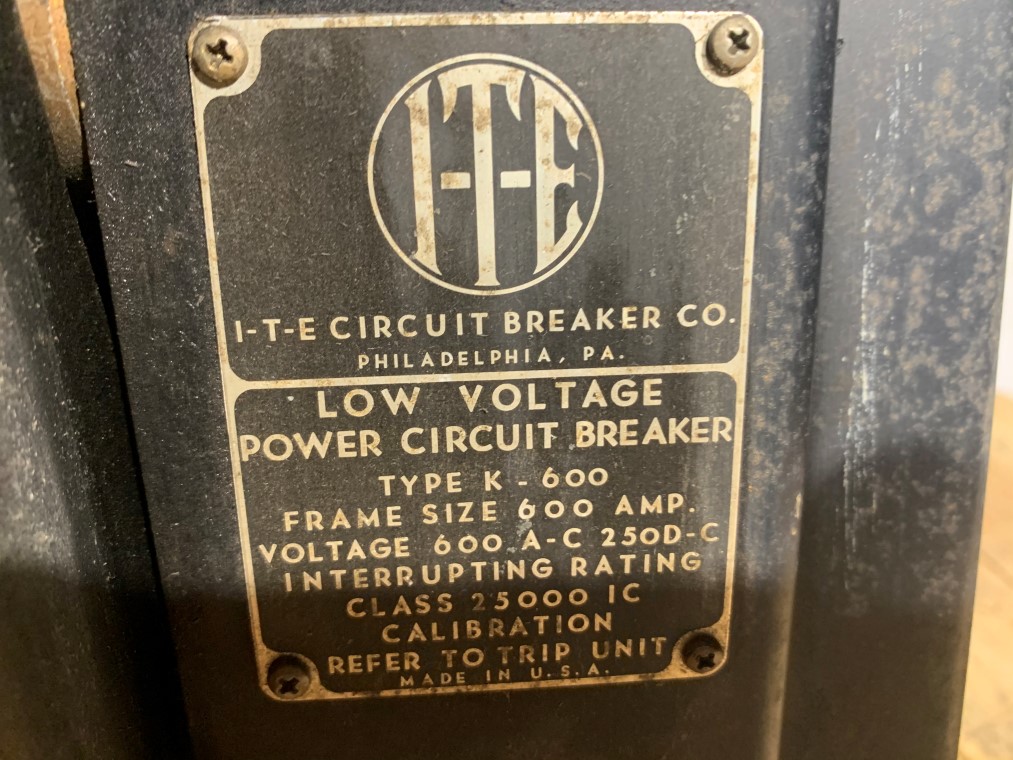 ITE K-600 Air Circuit Breaker 600A 600V MO/DO 400A Trip, Transamerican ...