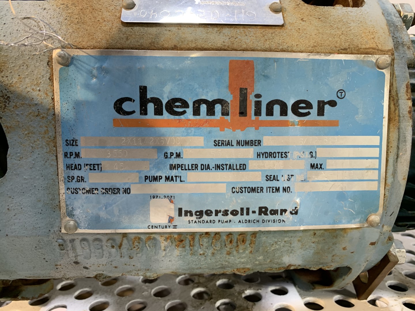 Ingersoll-Rand VOC Inline 2x11/2x6voc Stainless Centrifugal Pump ...