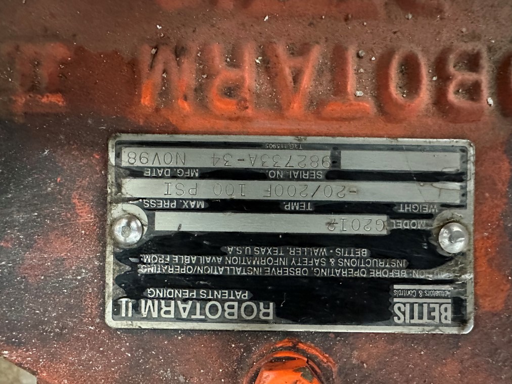 Bettis G2012 Robotarm II pneumatic actuators, 100 PSI, Transamerican ...