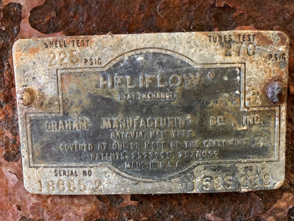 Heliflow 15SS28S Heat Exchanger, Transamerican Equipment Company