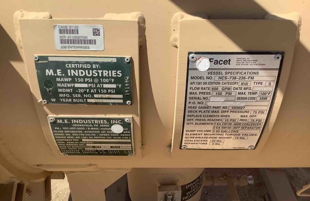 Facet HCS-738-236-FM Liquid Fuel Filter/Separator, Transamerican ...