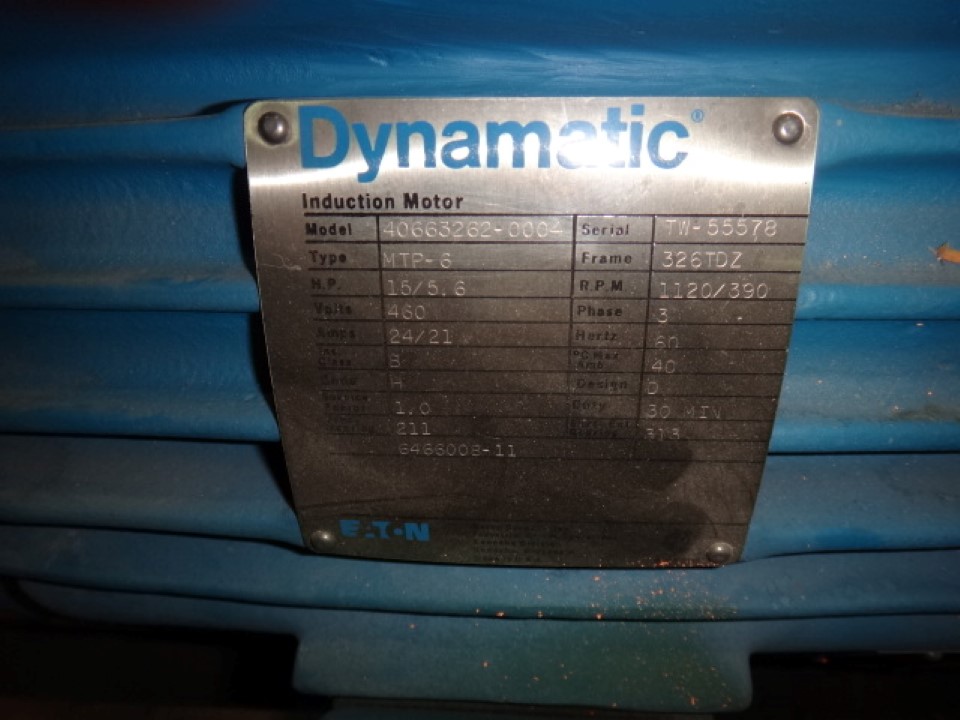 Eaton Dynamatic 15 hp, 1200 rpm, 326TDZ frame motor, Transamerican ...