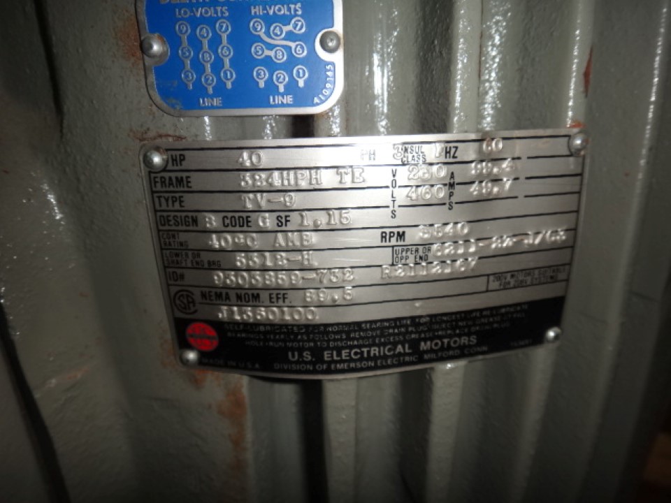 U.S. Motors 40 hp, 3540 rpm, 324HPH frame motor, Transamerican ...